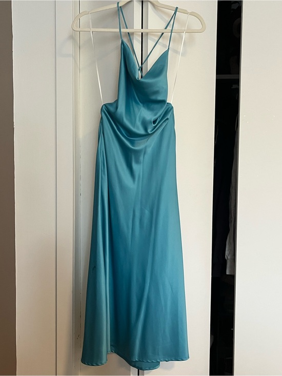 Princess Polly | Dresses | Princess Polly Teal Satin Cowl Midi Slip ...